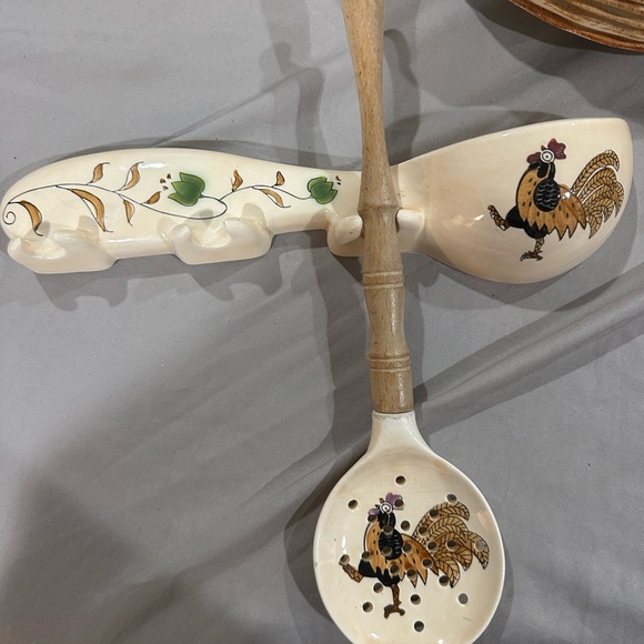 Dining | Vintage Rooster Wall Pocket Utensil Holder With Ladle | Poshmark